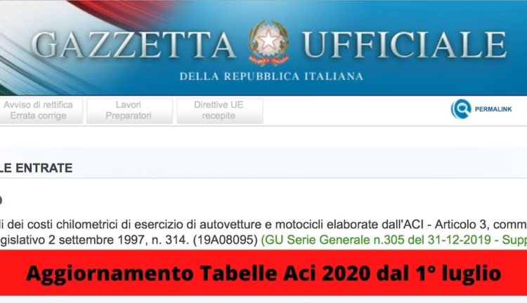 Tabelle ACI 2020 per rimborso chilometrico e fringe benefit
